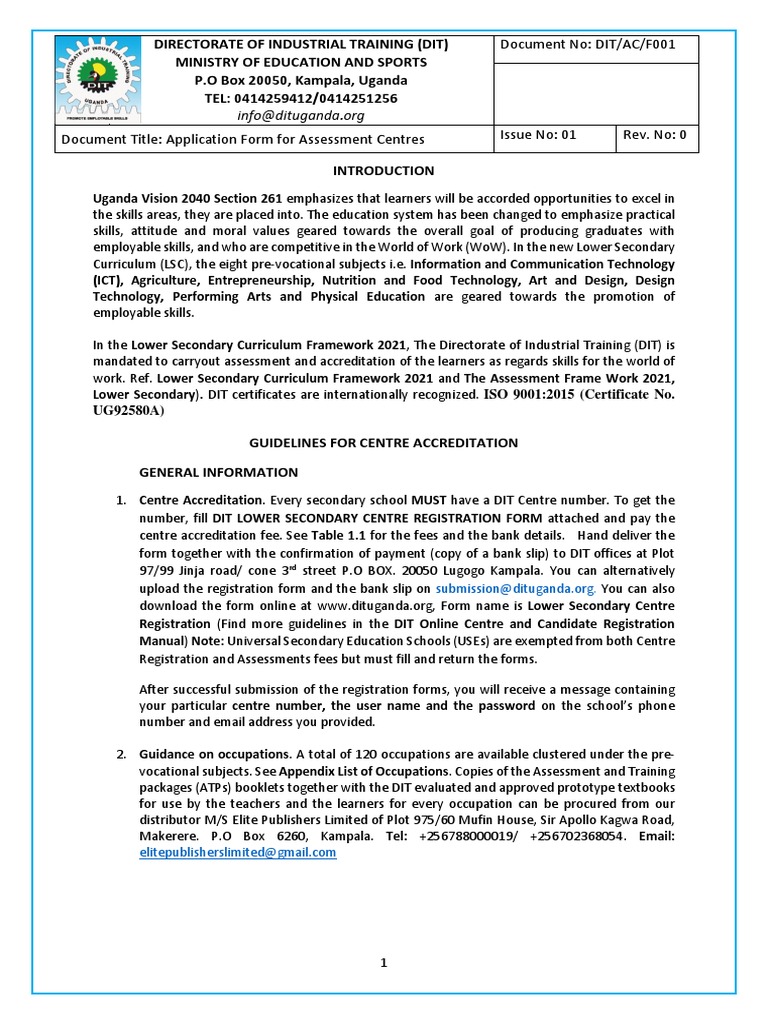 DIT Centre Registration Application Form | PDF | Farmer | Curriculum