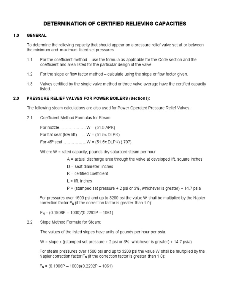 Determination of Certified Relieving Capacities | PDF | Pressure | Steam