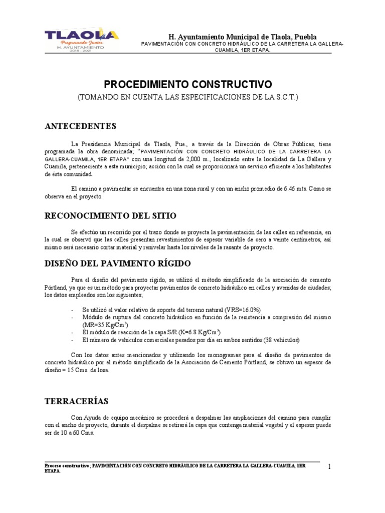 Proceso Constructivo. | PDF | Hormigón | La carretera