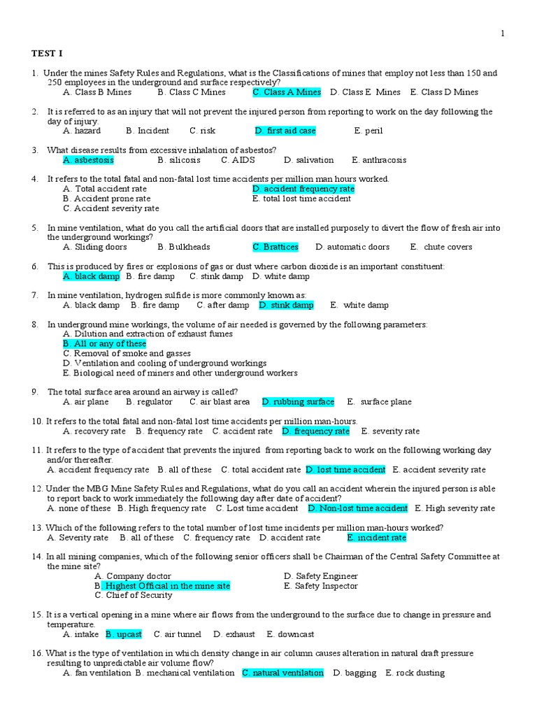 Mining Engineering Mock Exam 150 Items | PDF | Mining