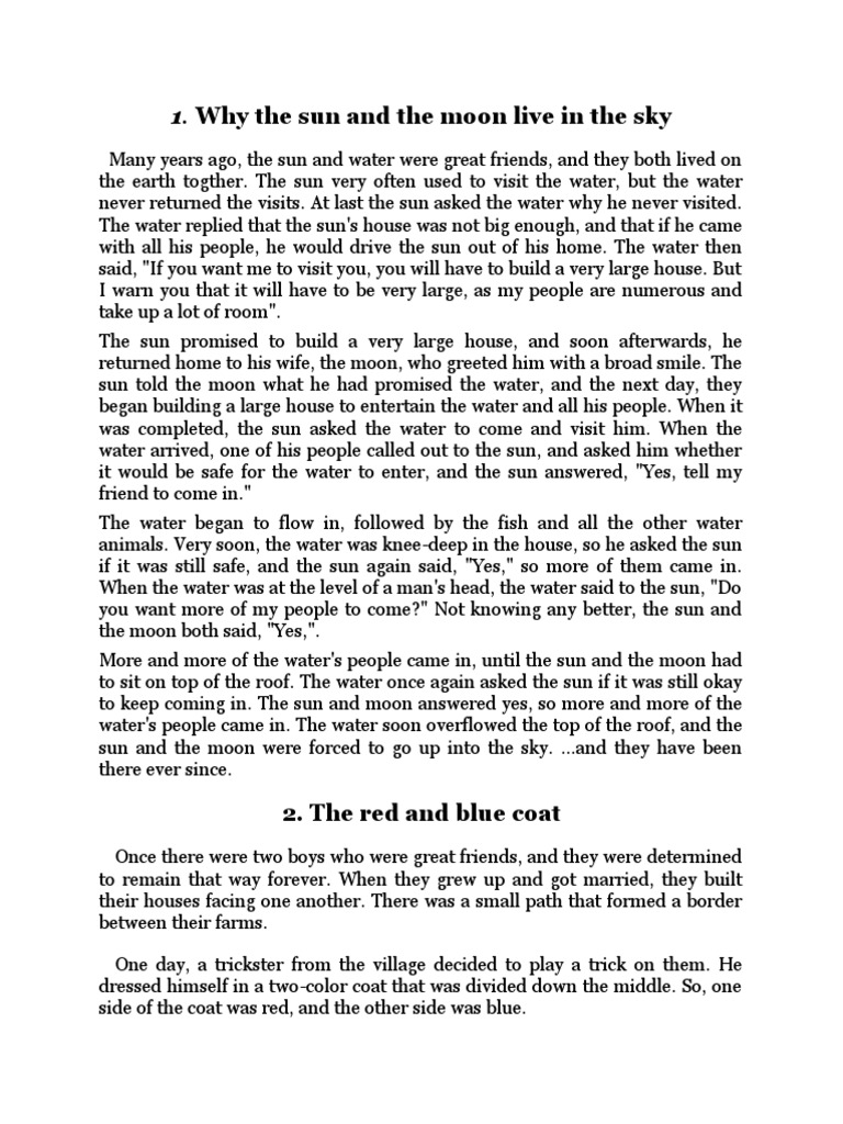 Why The Sun and The Moon Live in The Sky | PDF