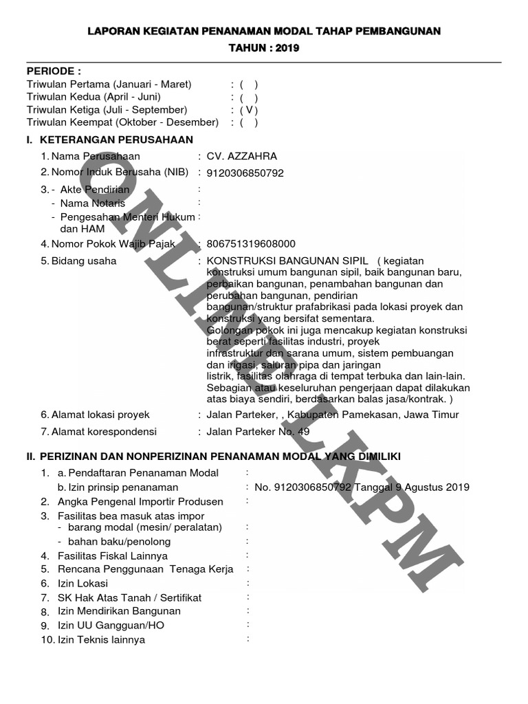 LKPM Tahap Pembangunan | PDF