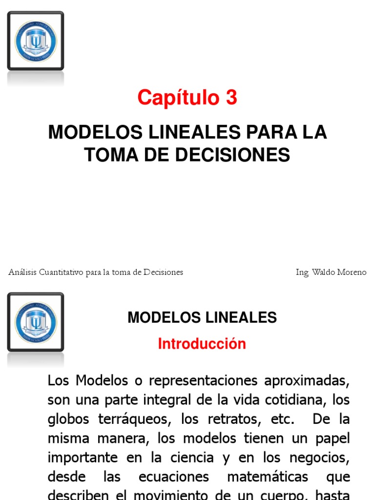 Cap.3 Modelos Lineales | PDF | Costo marginal | Toma de decisiones