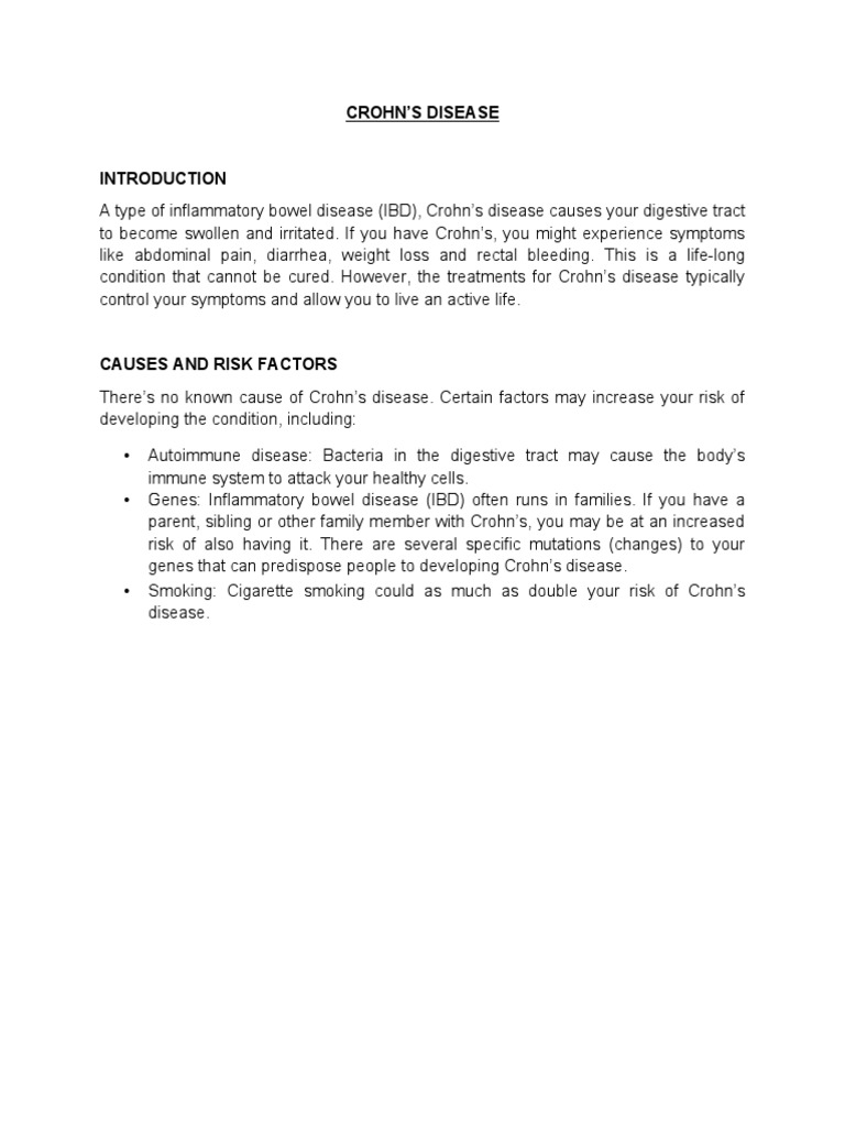Case Study For Crohn's Disease | PDF | Crohn's Disease ...