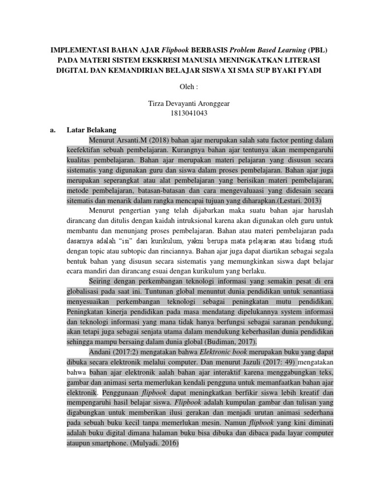 Implementasi Bahan Ajar Flipbook Berbasis Problem Based Learning | PDF