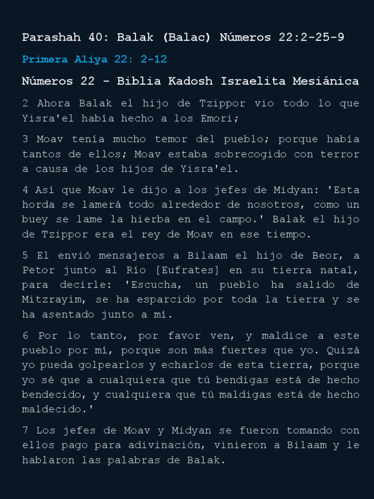 Análisis de la Parashah Balak en Números | PDF | Yahvé | Creencia ...
