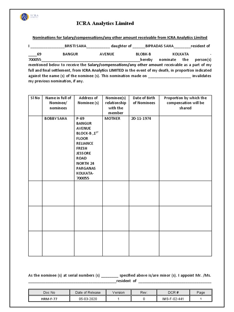 ICRA Analytics Limited: Nominations For Salary/compensations/any Other ...