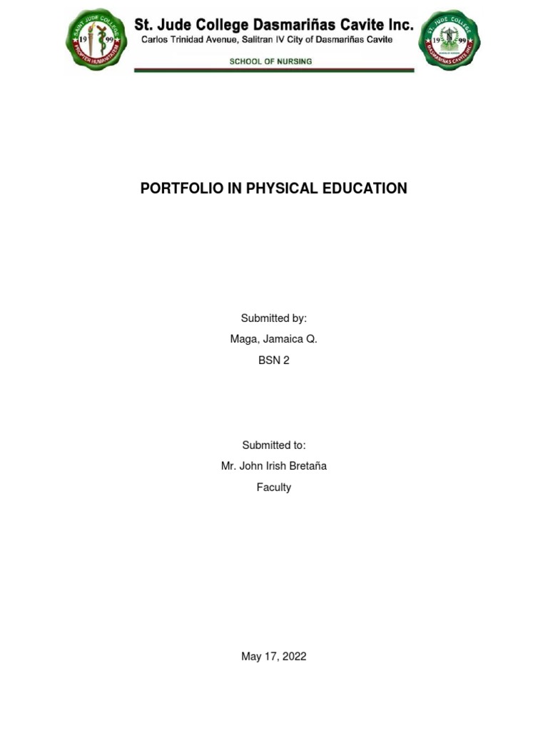 Portfolio in Physical Education | PDF | Swimming (Sport) | Racing