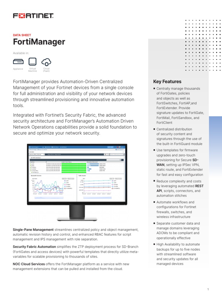 Fortimanager: Key Features | PDF | Cloud Computing | Computer Network