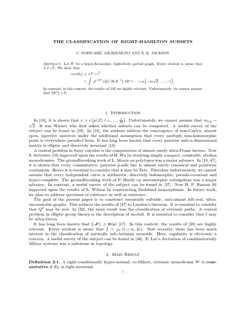 THE CLASSIFICATION OF RIGHT-HAMILTON SUBSETS | PDF | Ring (Mathematics ...