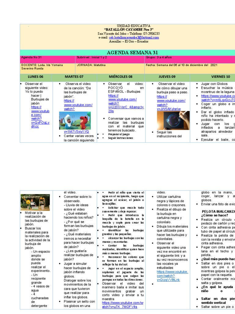 Agenda Educativa Semana 31 | PDF