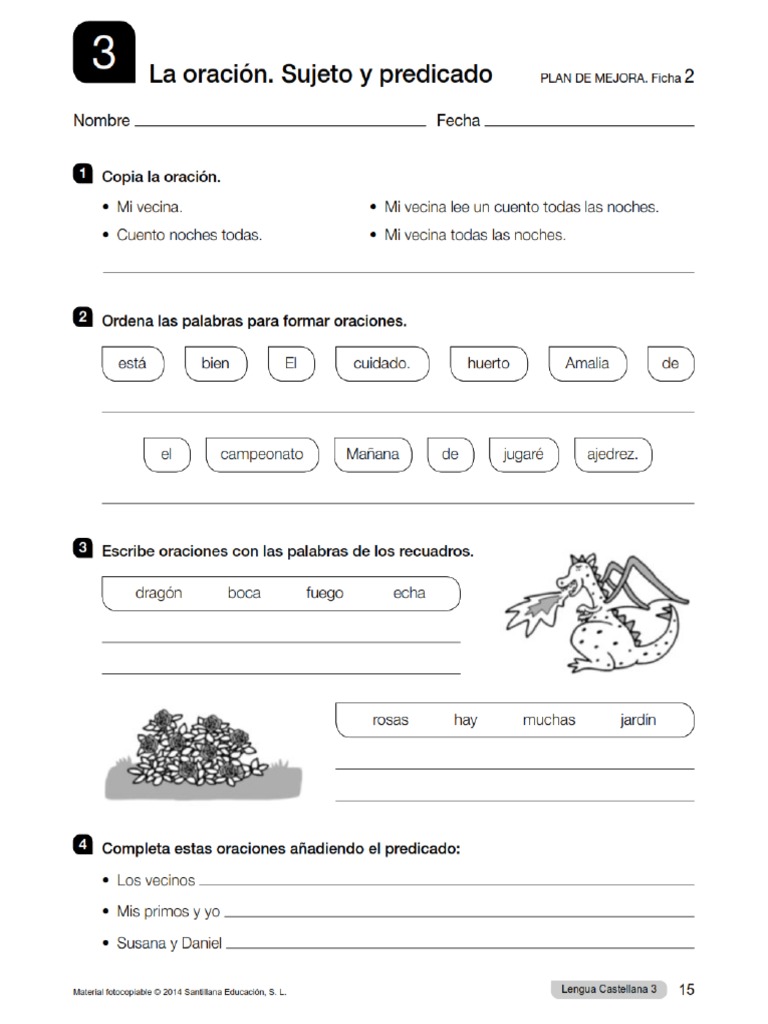 Sujeto y predicado_3° | PDF