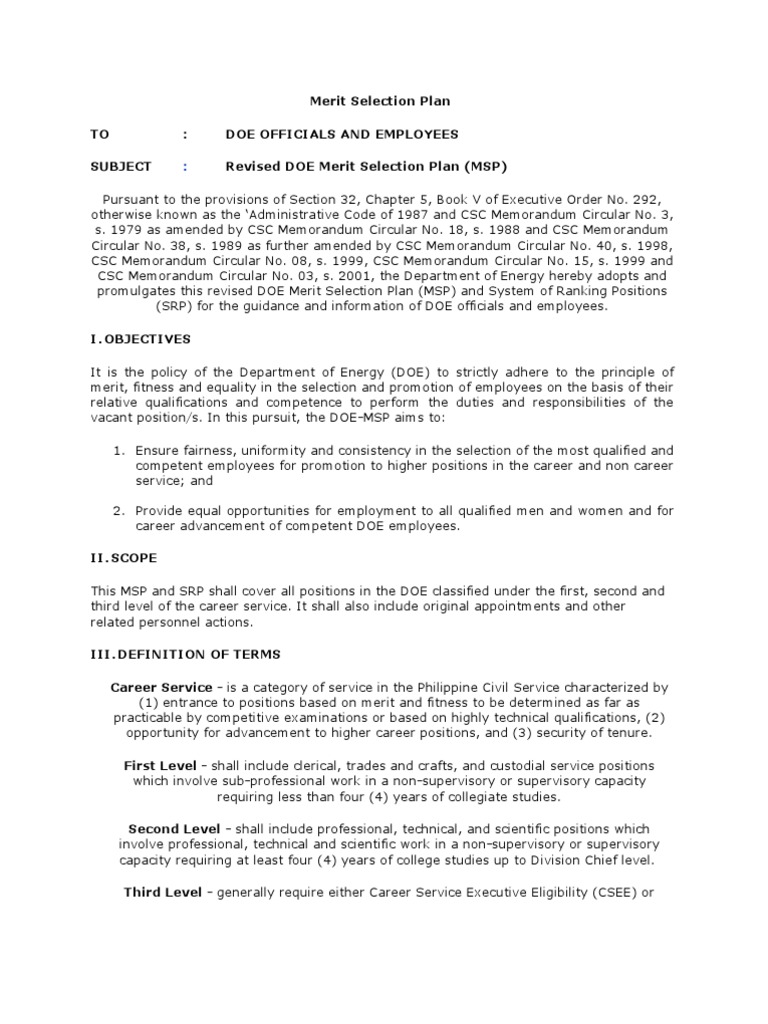 Merit Selection Plan | Download Free PDF | Competence (Human Resources ...