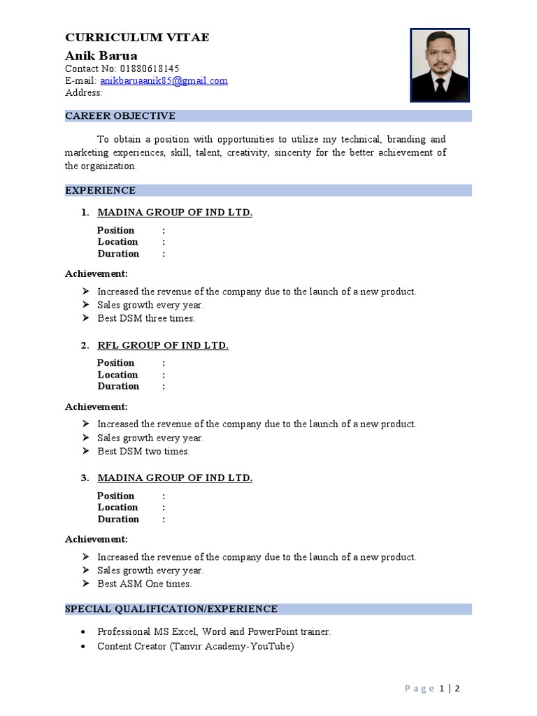 Tanvir Academy-CV Format | PDF