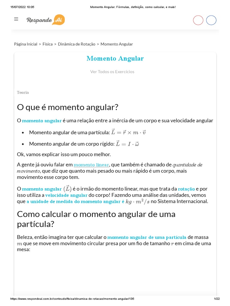 Momento Angular_ Fórmulas, definição, como calcular, e mais! | PDF ...