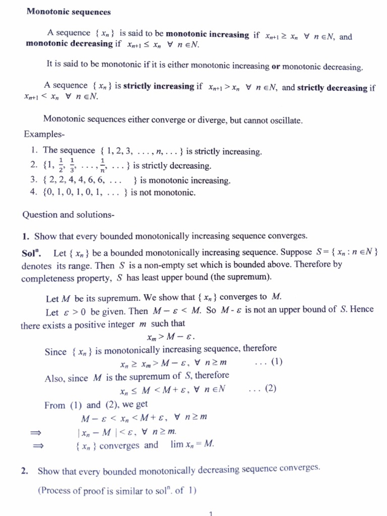 Monotonic Sequence, Sandwich Th. With Examples) | PDF | Sequence | Monotonic Function