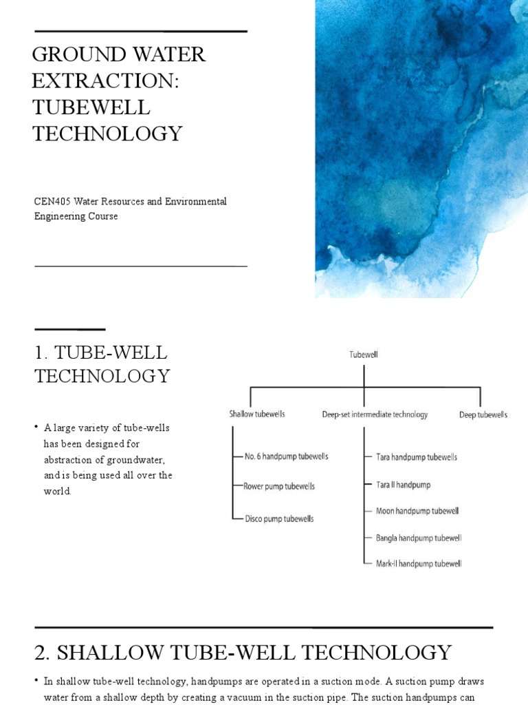 Ground Water Extraction - Tubewell Technology Lecture 9 | PDF | Pump ...
