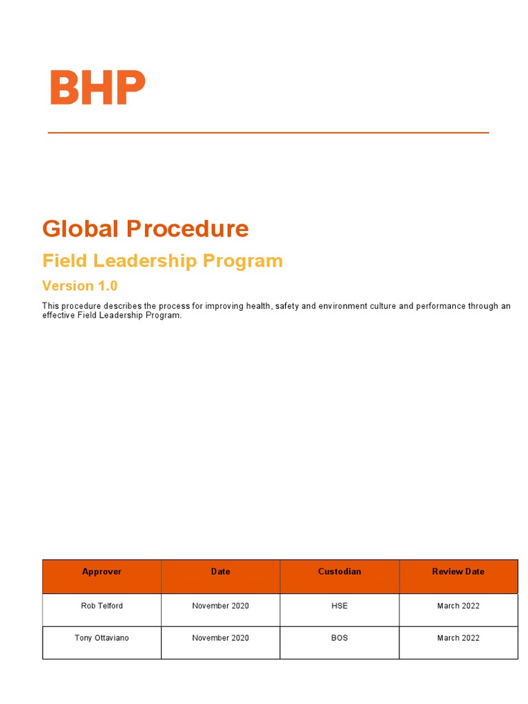 Field Leadership Program Overview | PDF | Leadership | Risk