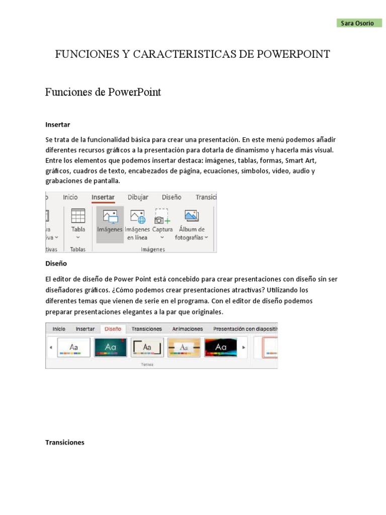 FUNCIONES Y CARACTERISTICAS DE POWERPOINT | PDF | Microsoft PowerPoint ...
