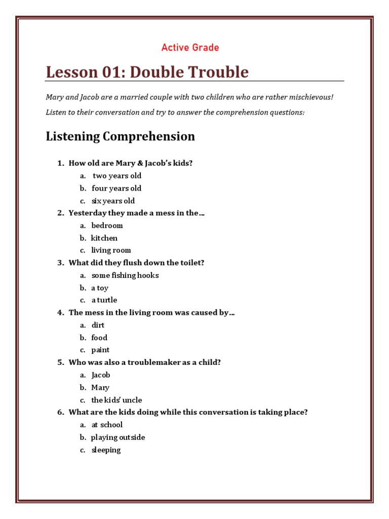 Comprehension: Mischievous Twins' Adventures | PDF