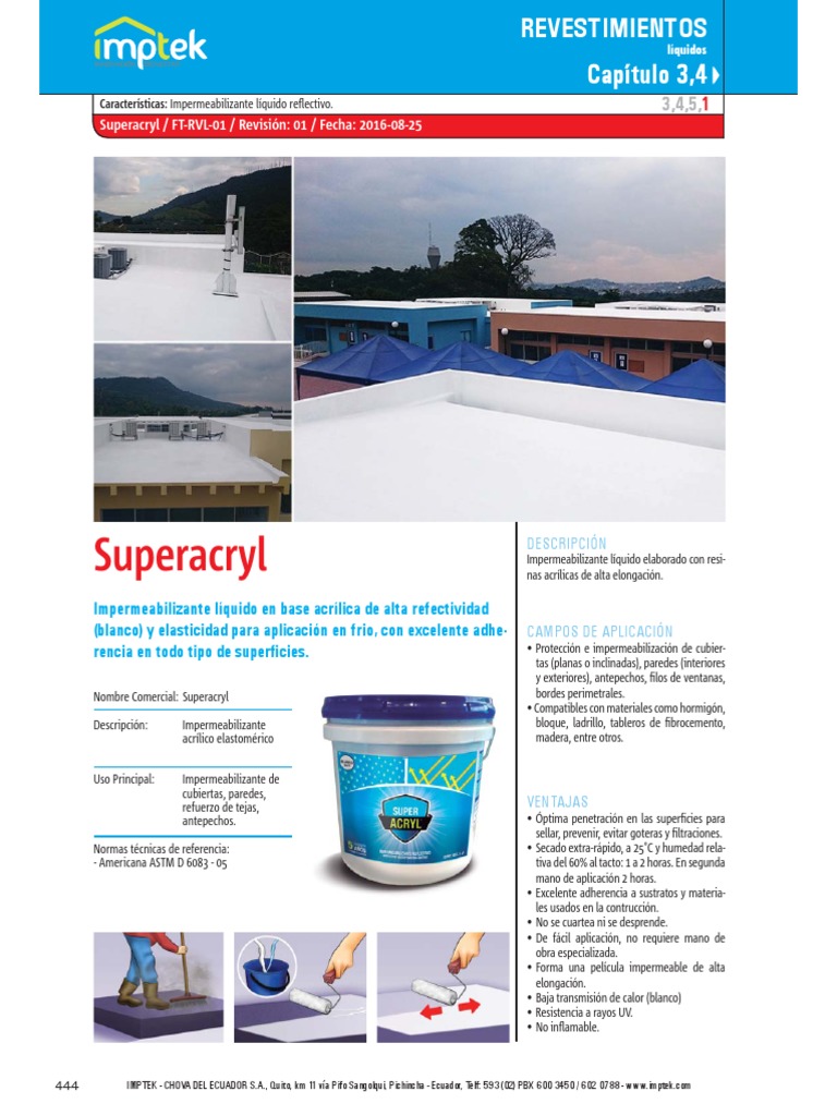 Superacryl Impermeabilizante Reflectivo Imptek | PDF | Agua | Materiales