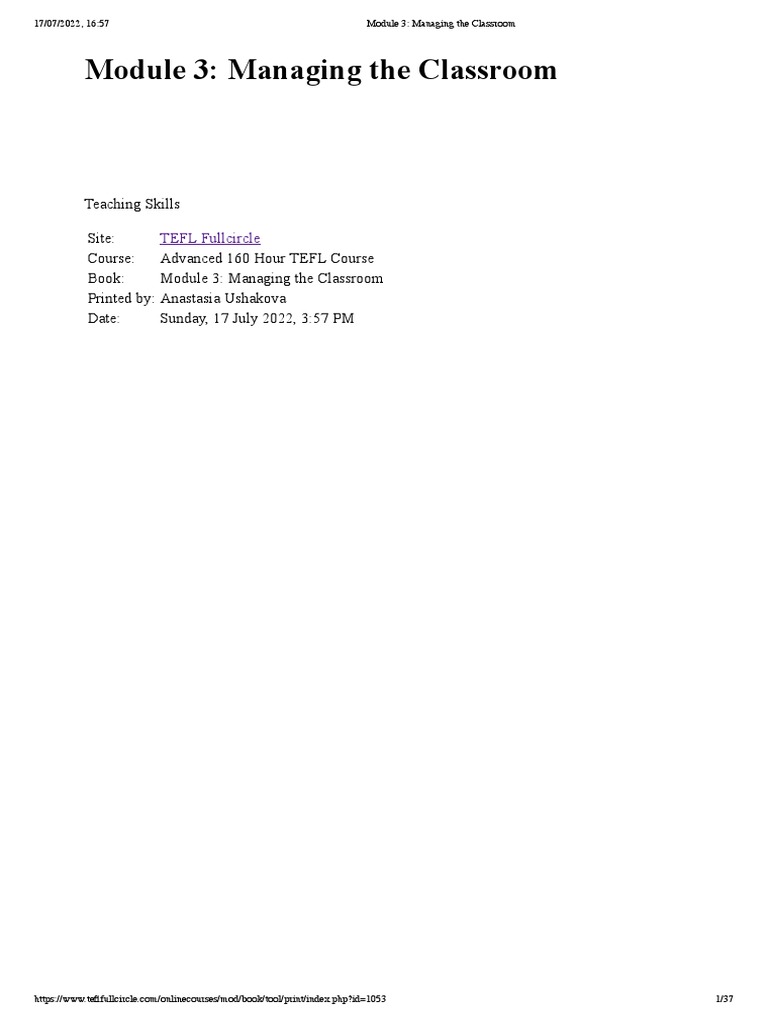 Module 3 - Managing The Classroom | PDF | Classroom | Learning