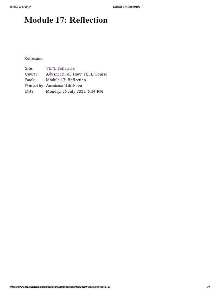 Module 17 - Reflection | PDF | Teachers | Metacognition