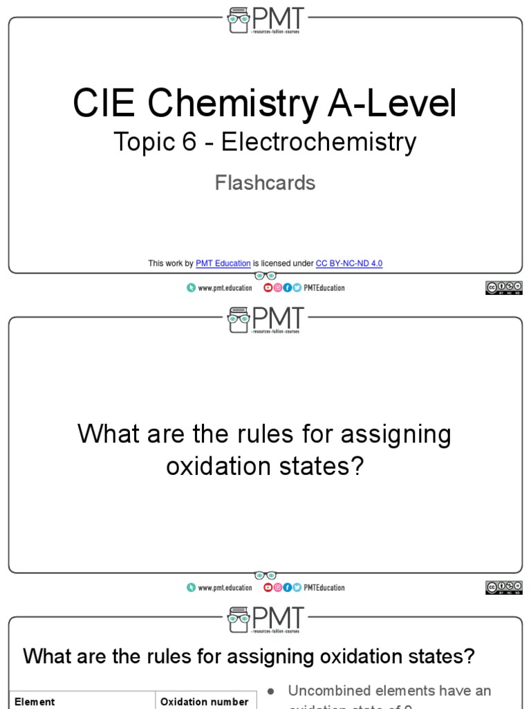 Flashcards - Topic 6 Electrochemistry - CIE Chemistry A-Level | PDF ...