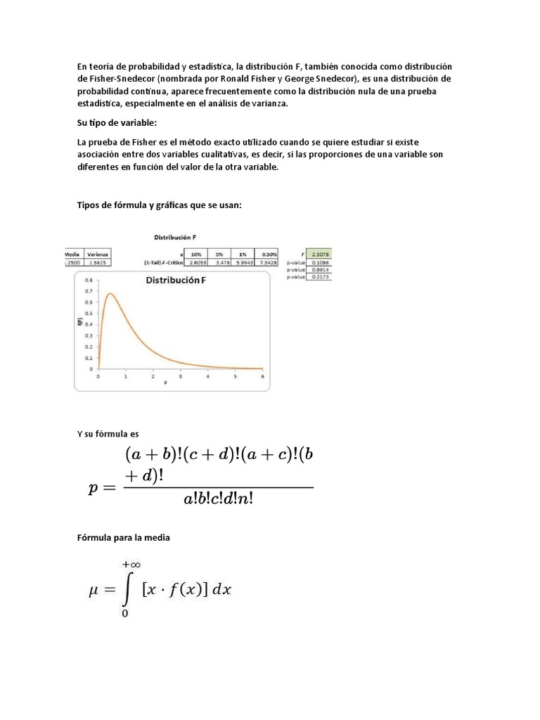 Distribución F de Fisher y su aplicación | PDF