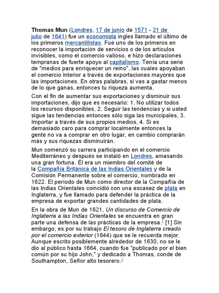 Thomas Mun | PDF | Comercio | Economias