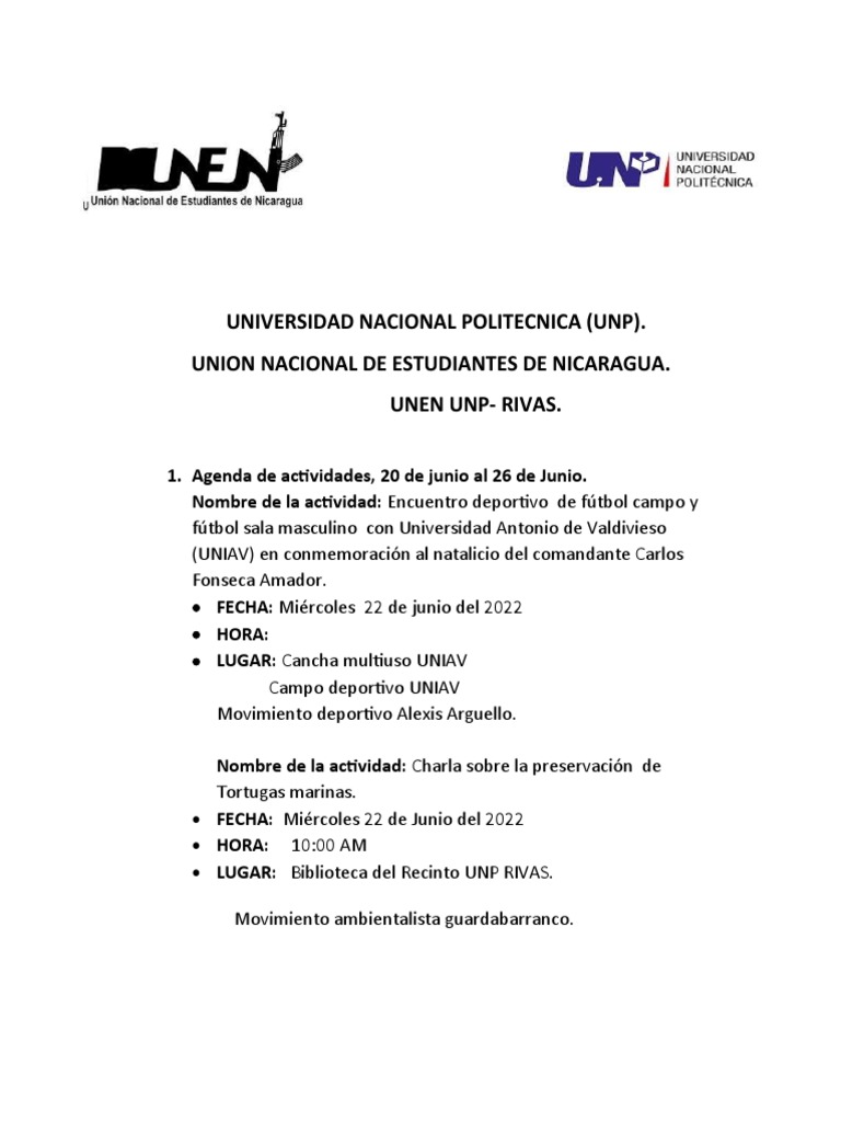 Universidad Nacional Politecnica (Unp) - Union Nacional de Estudiantes ...