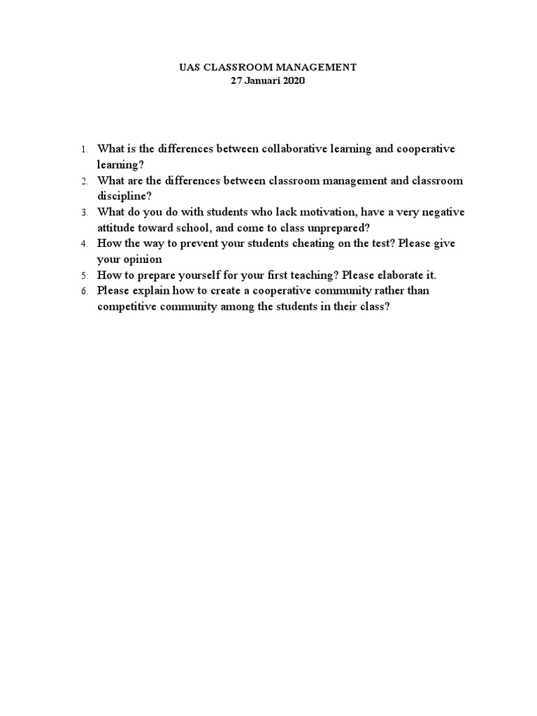 Uas Classroom Management | PDF
