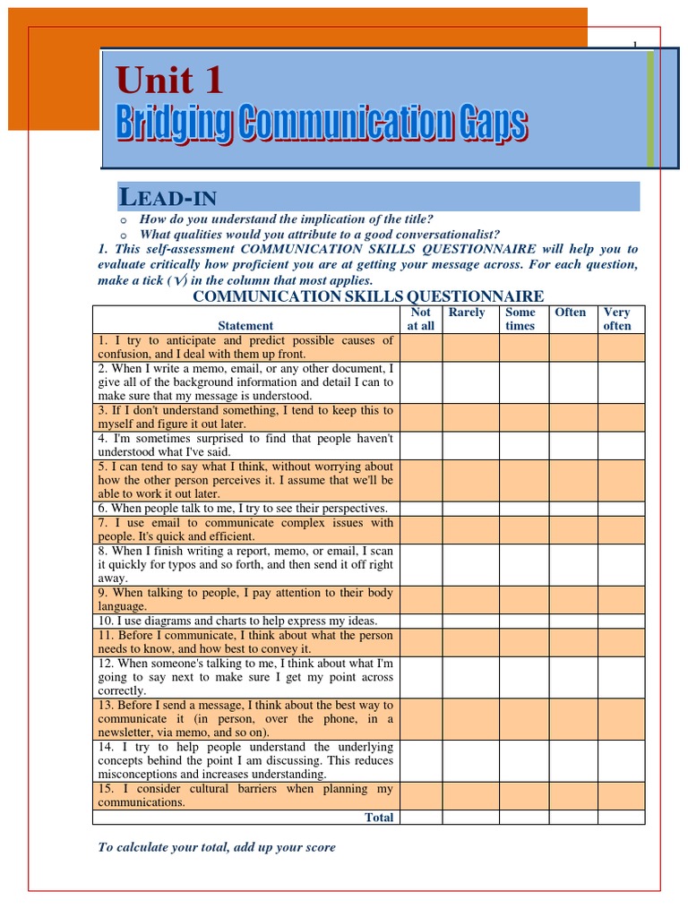 Communication Skills Self-Assessment | PDF | Communication | Linguistics