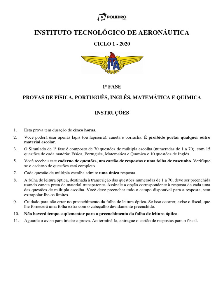 Ciclo 1 ITA 1 Fase | PDF | Triângulo | Metáfora