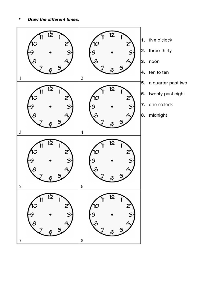Draw The Different Times | PDF | Workweek And Weekend