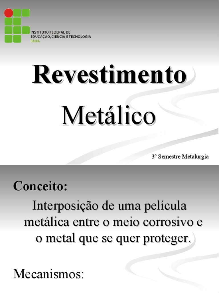 Revestimento Metalico | PDF | Corrosão | Metais