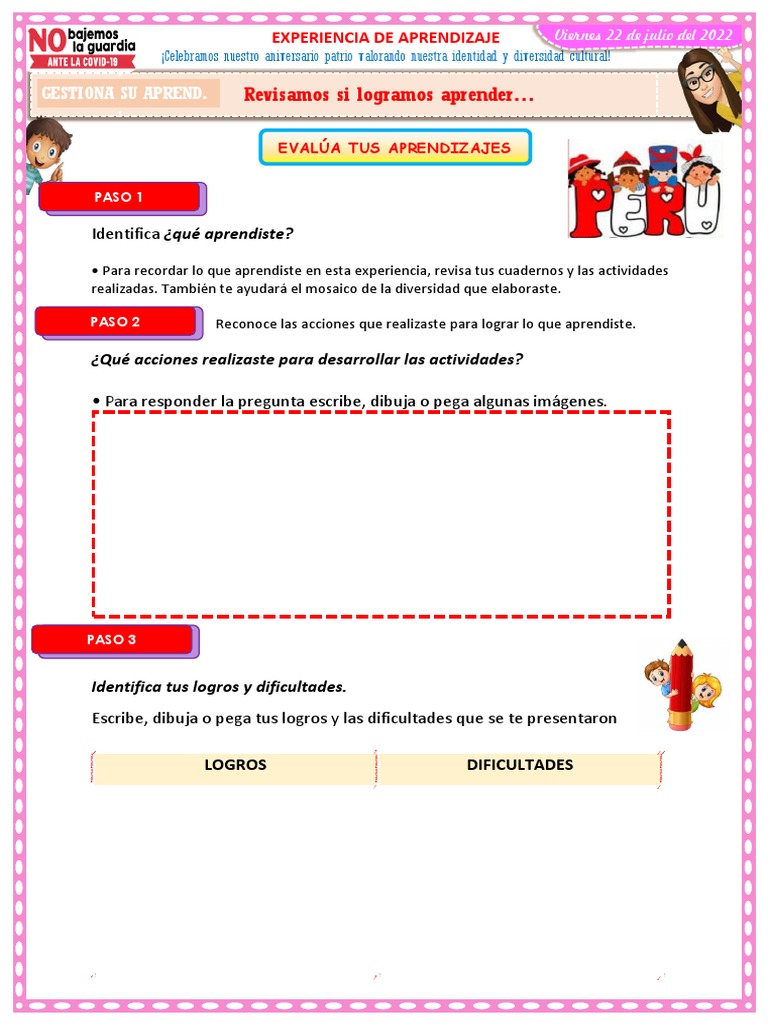 D5 A2 FICHA Revisamos Si Logramos Aprender y Cumplir Nuestro Reto en La Experiencia de ...