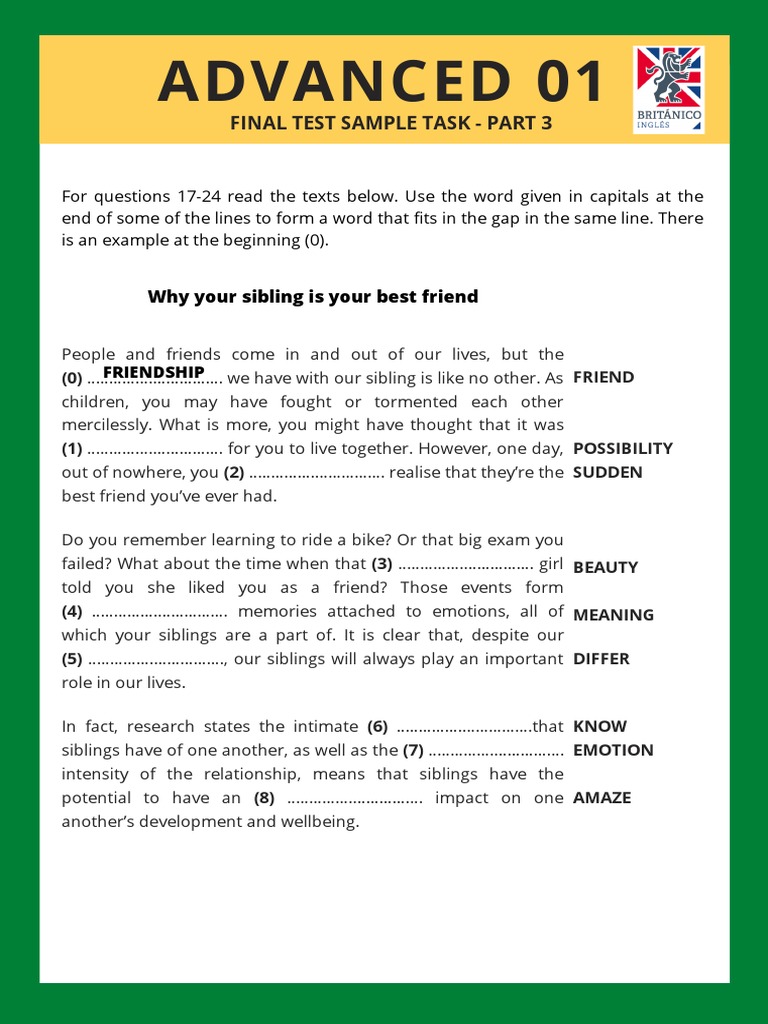 AD1 Final Test - Sample Parts 3 & 4 | PDF | Plural | Linguistics