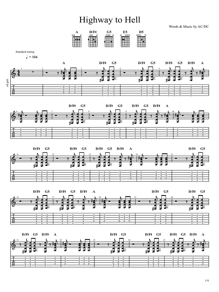 Highway To Hell Tab | PDF | Traditional Board Games | Hard Rock