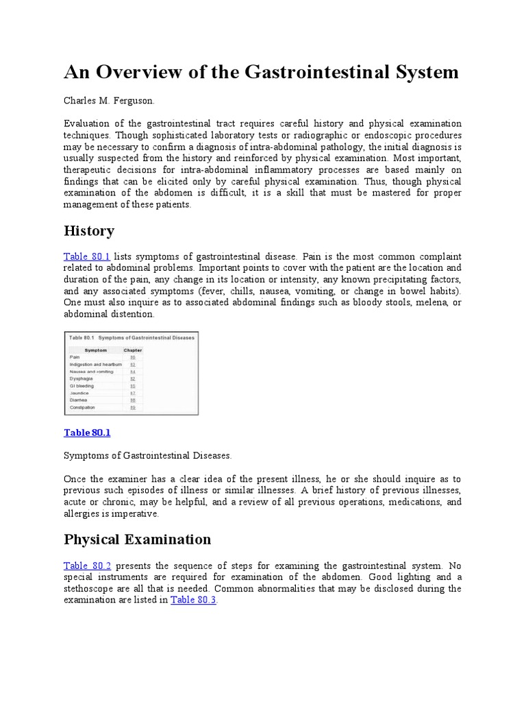 Gastrointestinal System 1 | PDF | Physical Examination | Abdomen