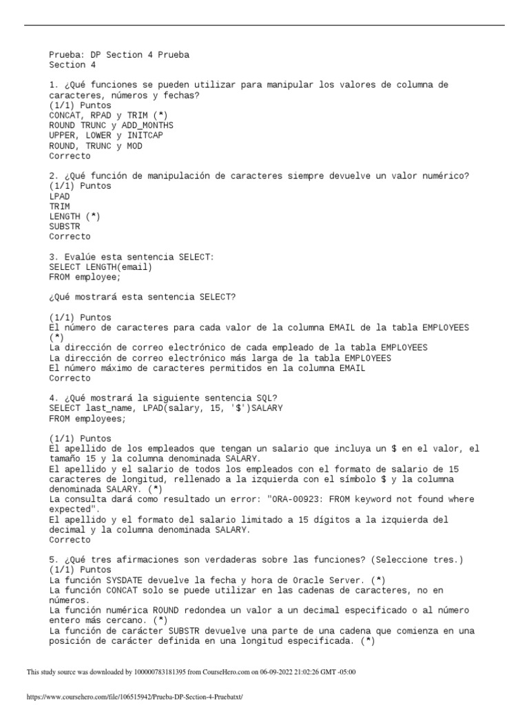 Prueba DP Section 4 Prueba | PDF | SQL | Ingeniería de software