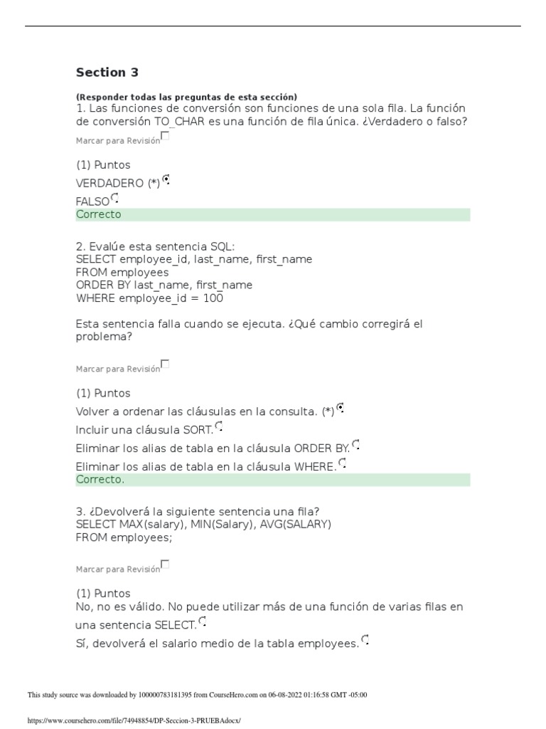 DP Seccion 3 PRUEBA | PDF | SQL | Software de gestión de datos