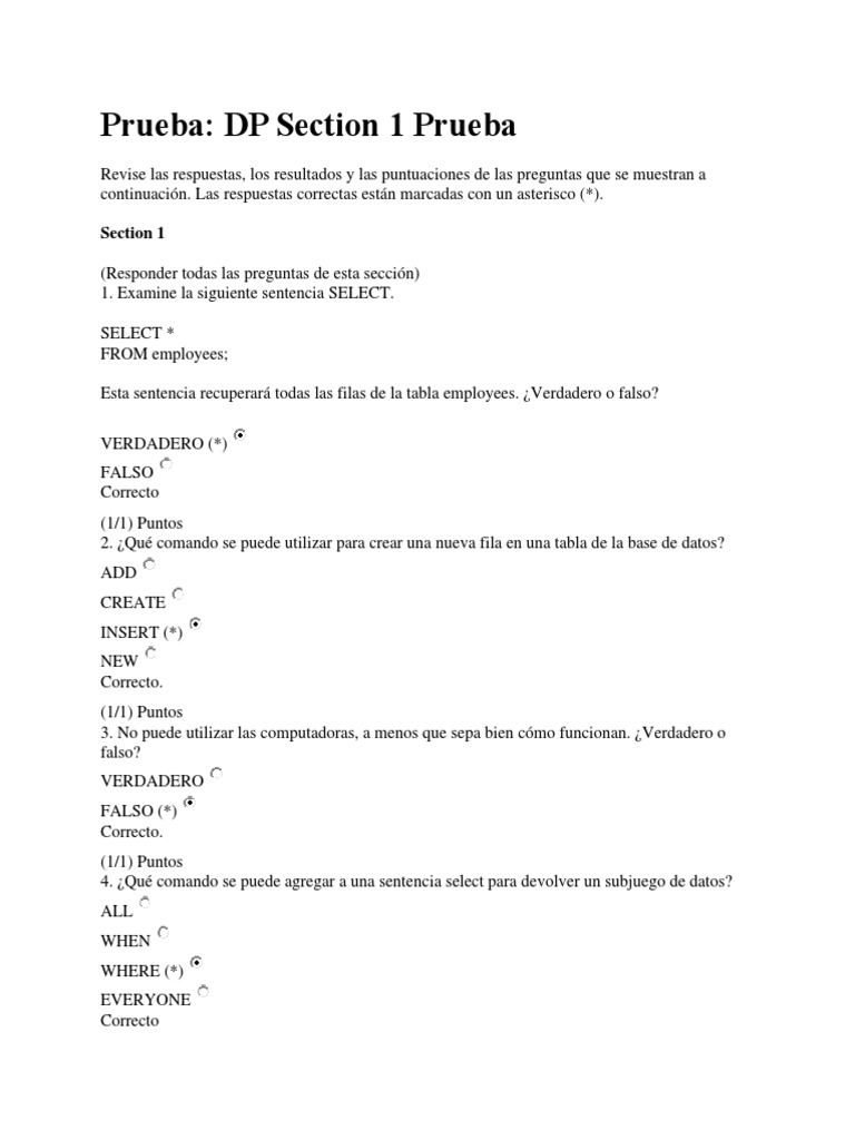 DP Seccion 1 Exámen | PDF | Software de gestión de datos | Gestión de ...