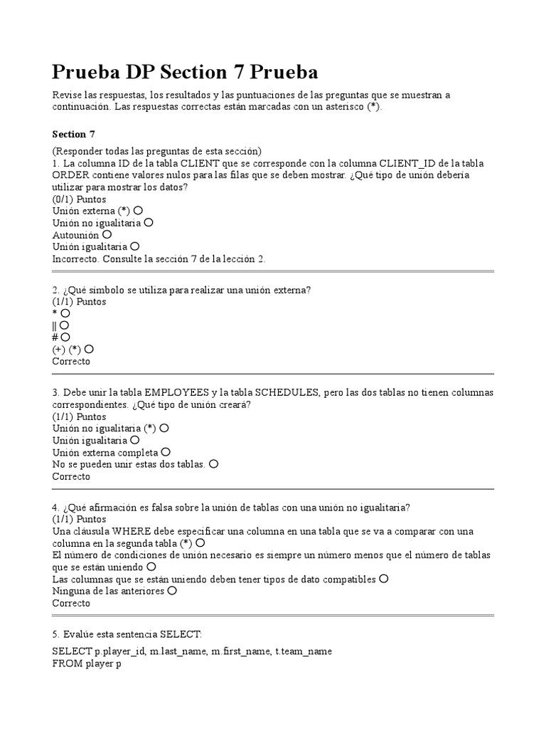 Prueba DP Section 7 Prueba PDF | PDF | Datos de computadora | Gestión ...