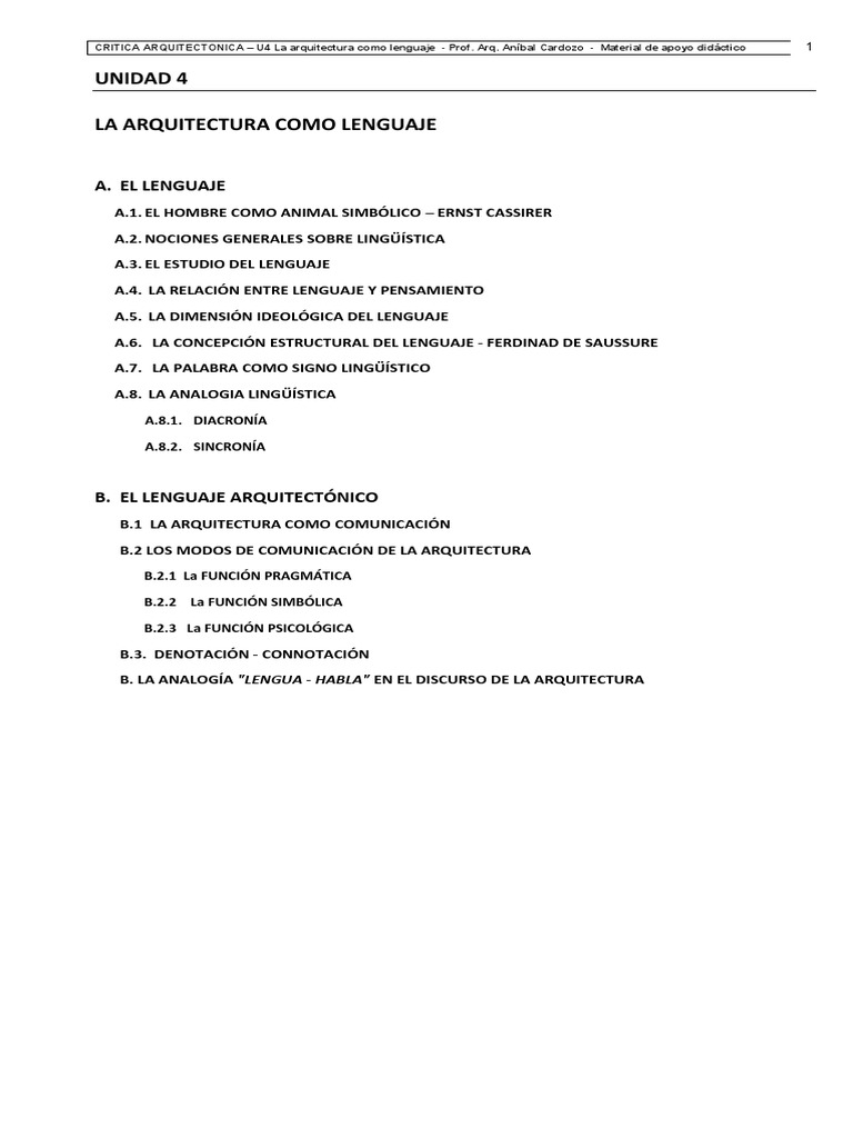 4 Unidad 4 La Arquitectura Como Lenguaje | PDF | Lingüística | Los símbolos