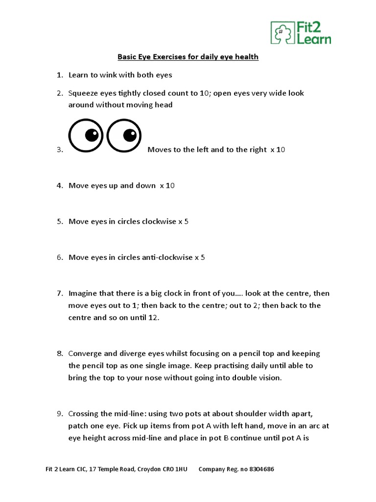 Daily Eye Exercise Routine Guide | PDF | Vision | Visual System
