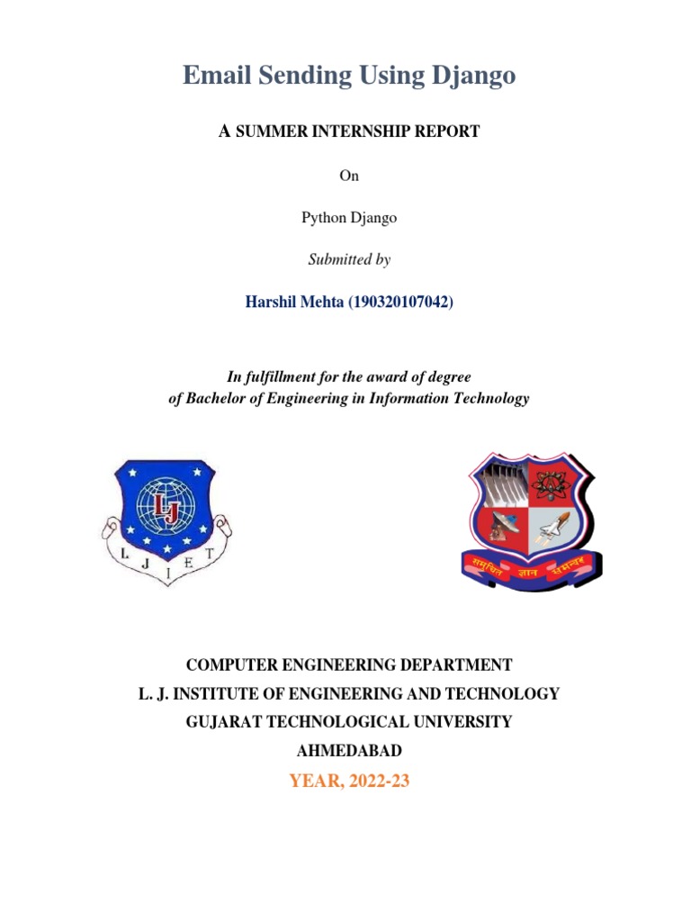 Email Sending Using Django: Summer Internship Report | PDF | Python (Programming Language) | Html