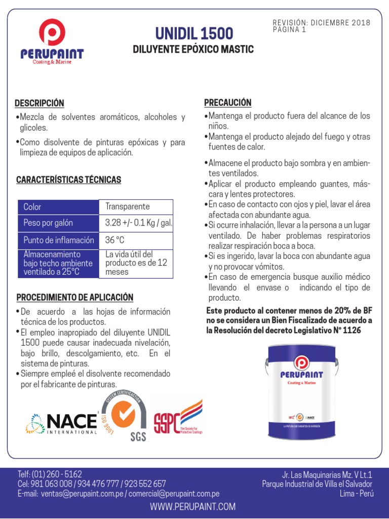 Unidil 1500 | PDF | Sustancias químicas | Química