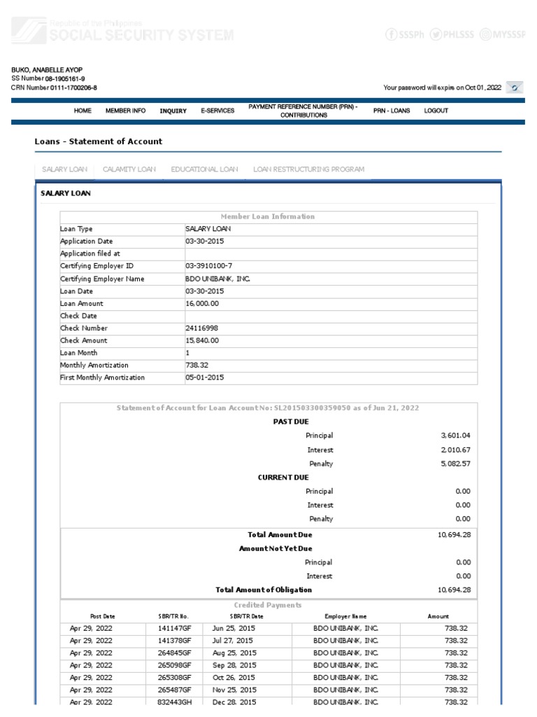 SSS Soa 2015 | PDF | Loans | Monetary Economics