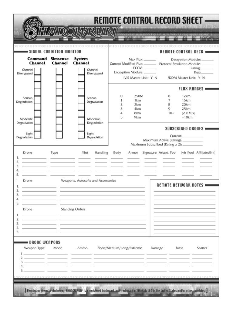 Remote Control Sheet | PDF